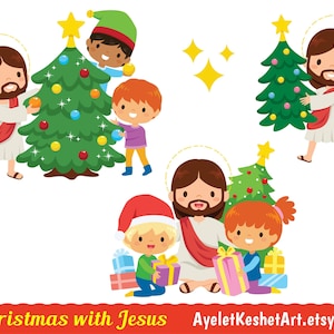 Christmas With Jesus Clipart Set - Cute Jesus & Religious Kids ...