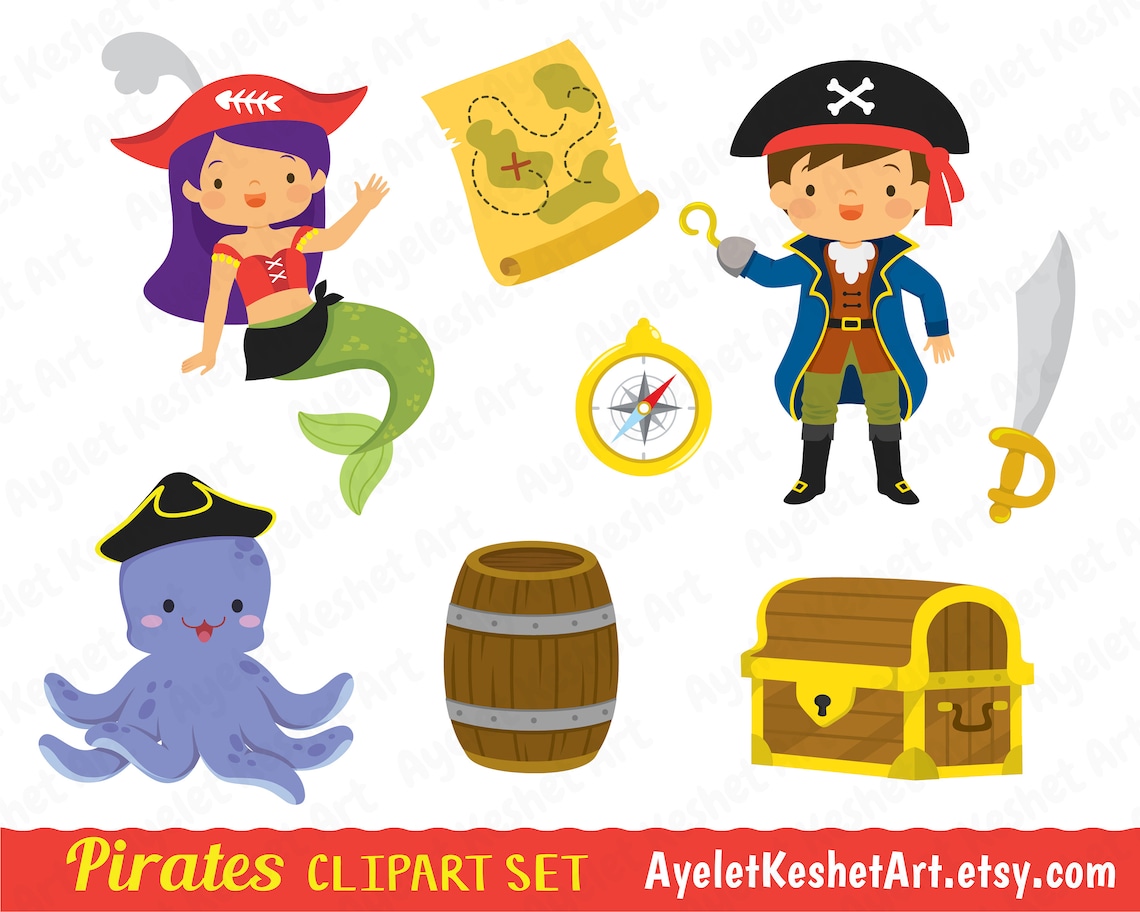 Pirate Clipart Bundle. Big Collection of Cute Pirates SVG, PNG and EPS ...