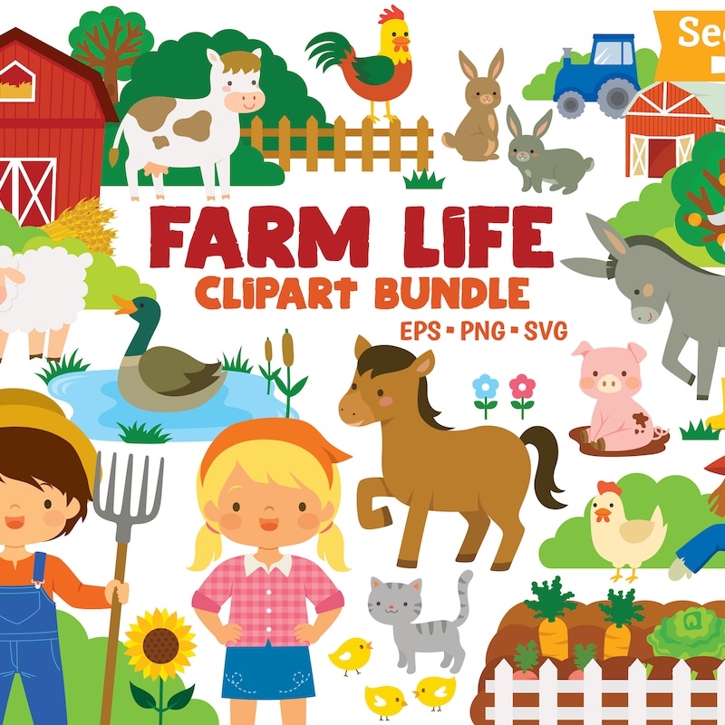 Farm Clipart - Etsy