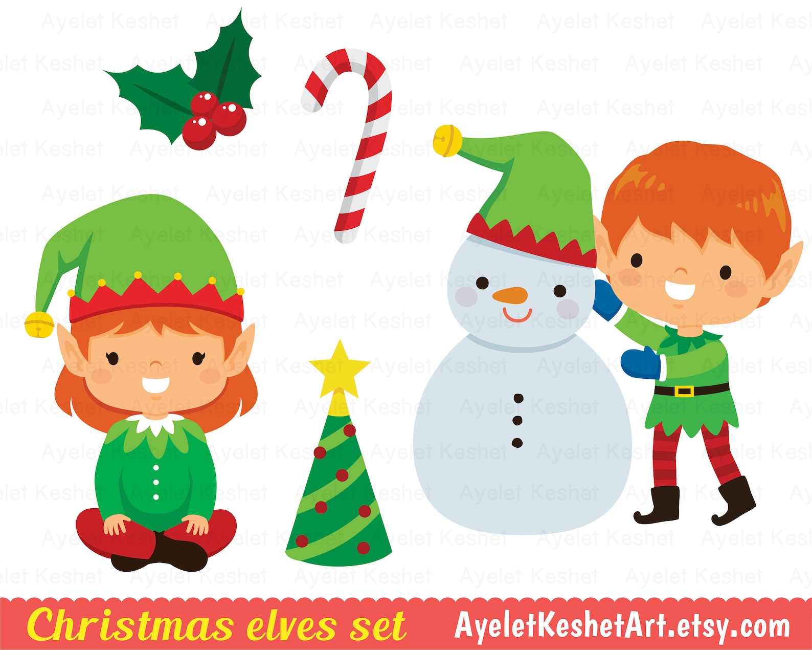 Christmas Elves Clipart. Cute Christmas Clipart Set With Elves - Etsy