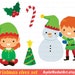 Christmas Elves Clipart. Cute Christmas Clipart Set With Elves and ...