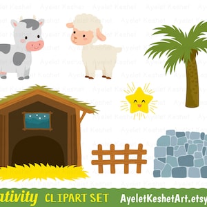 Nativity Clipart Set for Christmas. Digital Clipart Bundle With Cute ...