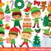Christmas Elves Clipart. Cute Christmas Clipart Set With Elves and ...