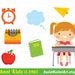 School Kids Clipart Set & Digital Paper. Digital Clipart Bundle for ...