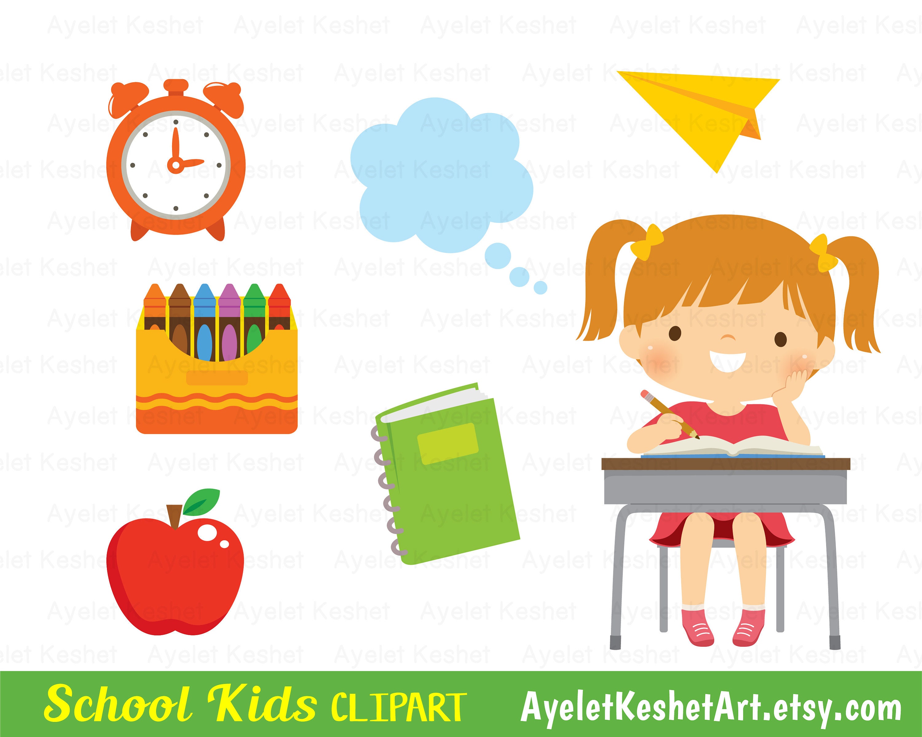 School Kids Clipart Set & Digital Paper. Digital Clipart - Etsy Israel