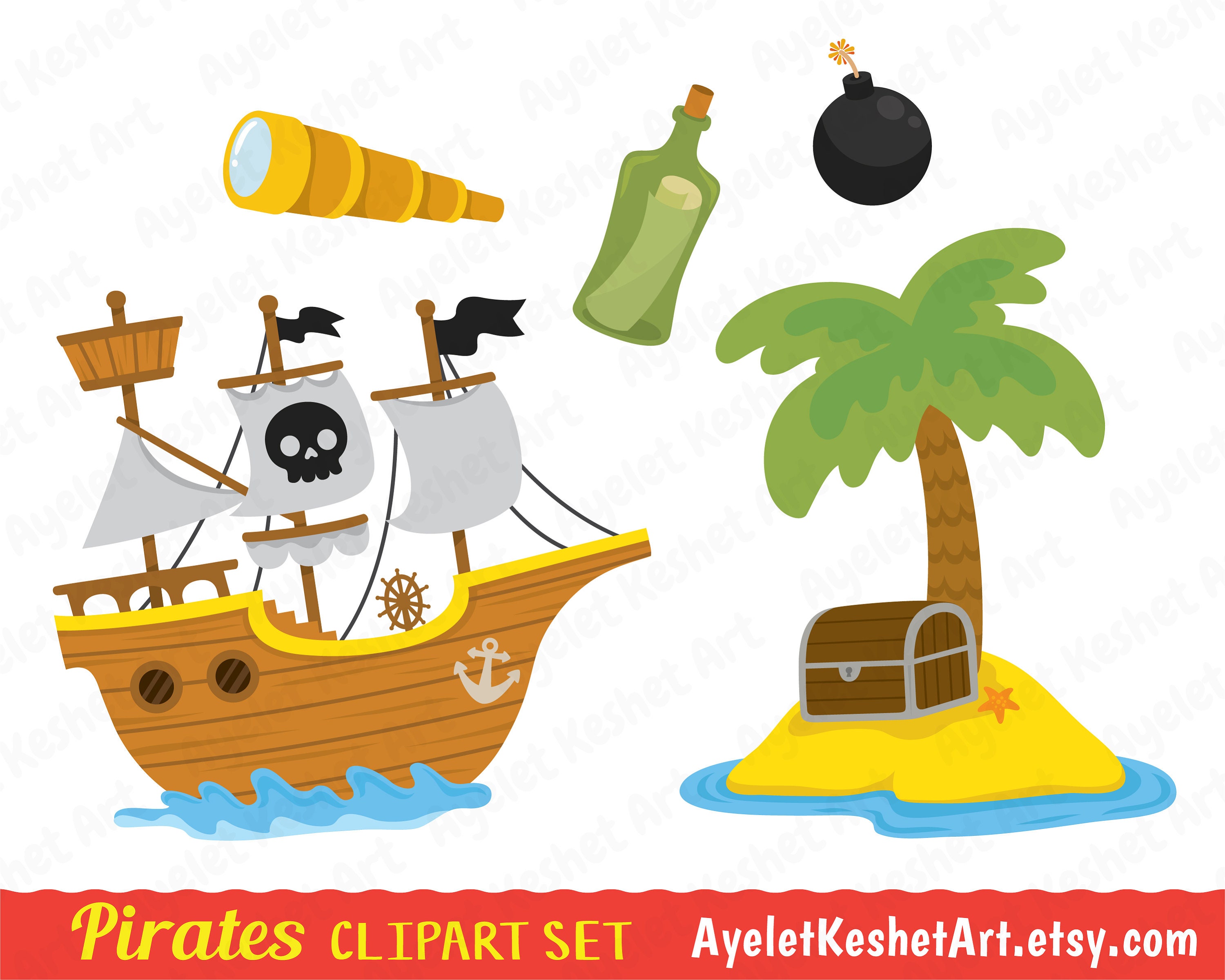 Pirate Clipart Bundle. Big Collection of Cute Pirates SVG PNG - Etsy