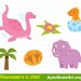 Dinosaur Clipart Set. Cute Dinosaurs Clipart Bundle for Personal ...