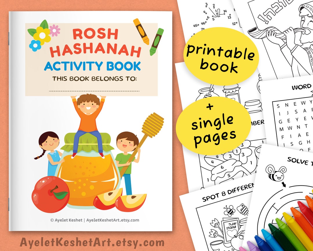 Printable Rosh Hashanah Activity Book for Kids. Activity Pages, Puzzles ...