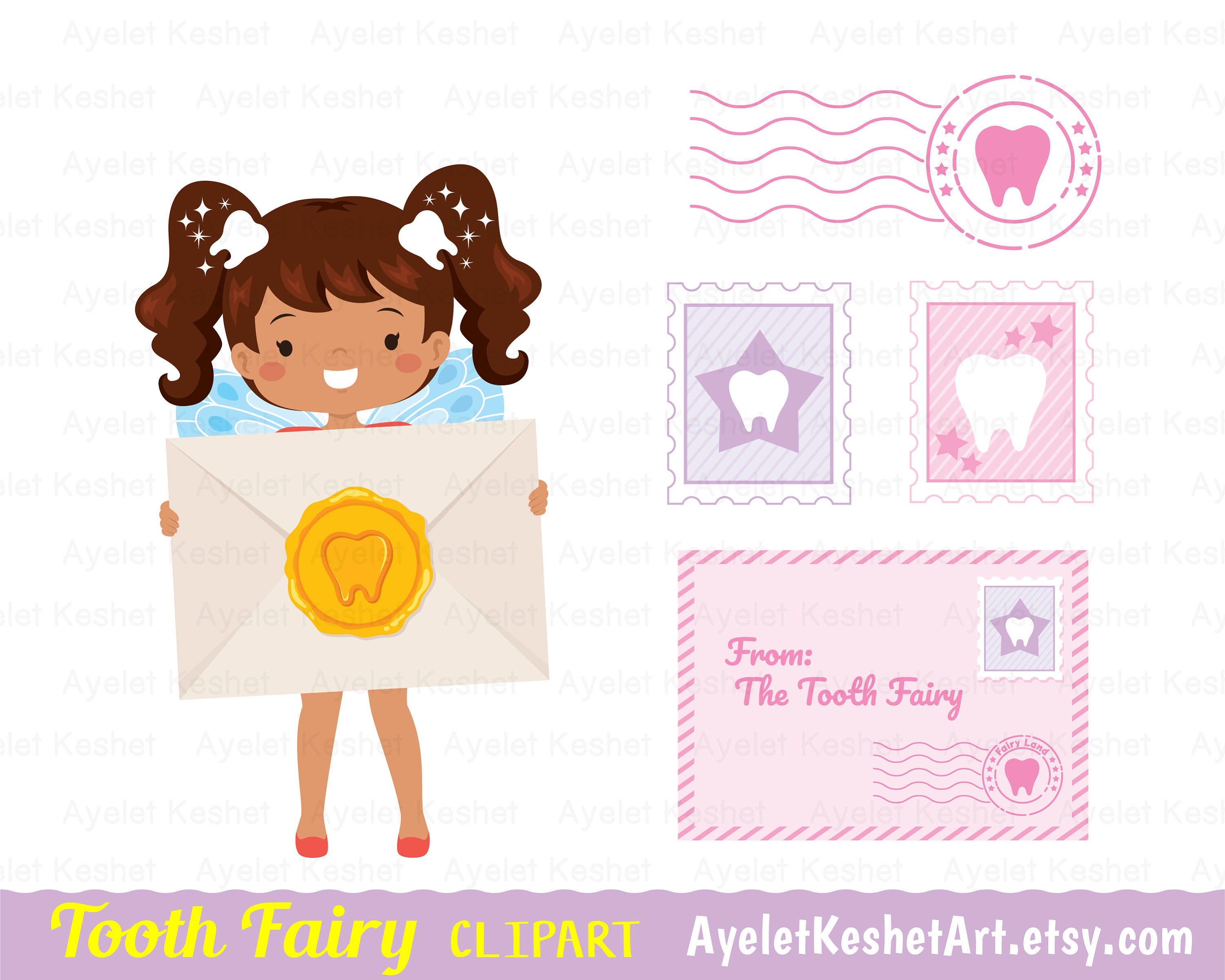 Tooth Fairy Clipart Bundle. Cute Tooth Fairies, Kawaii Teeth, Tooth ...