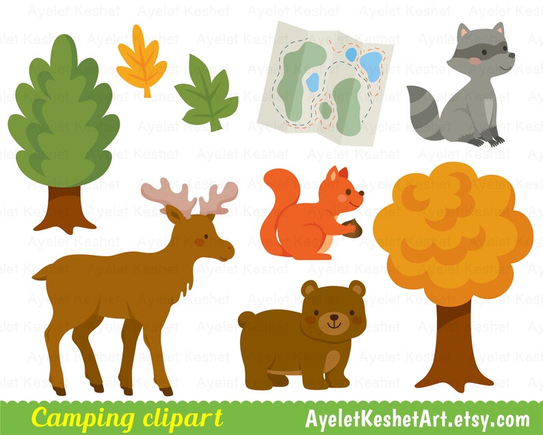 Camping Clipart Set. Travel and Outdoors Activities Camping - Etsy