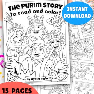 Printable Purim Coloring Book for Kids Read and Color the Purim Story ...