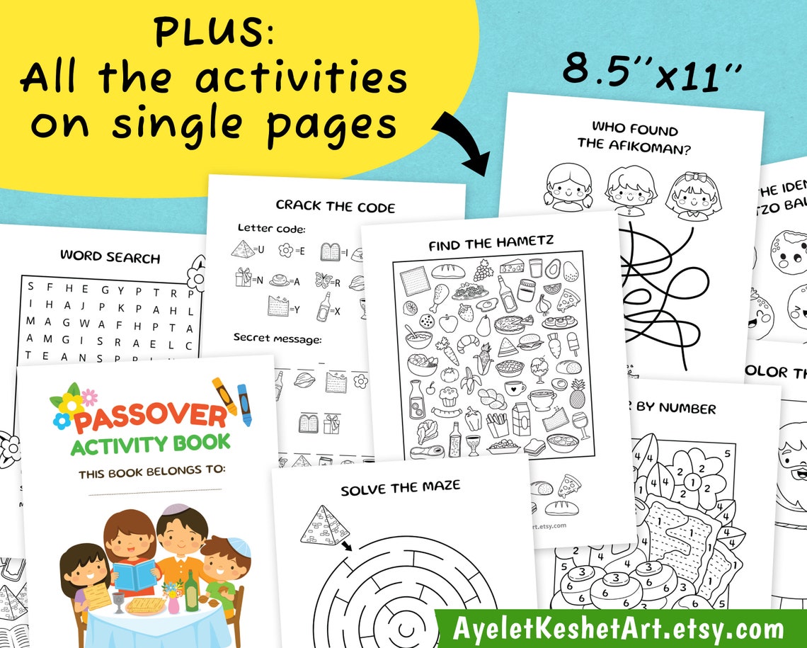 Printable Passover Activity Book for Kids. Activity Pages - Etsy Israel