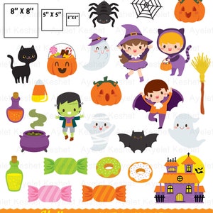 Kawaii Halloween Clipart Set. Cute Digital Clipart Bundle for - Etsy