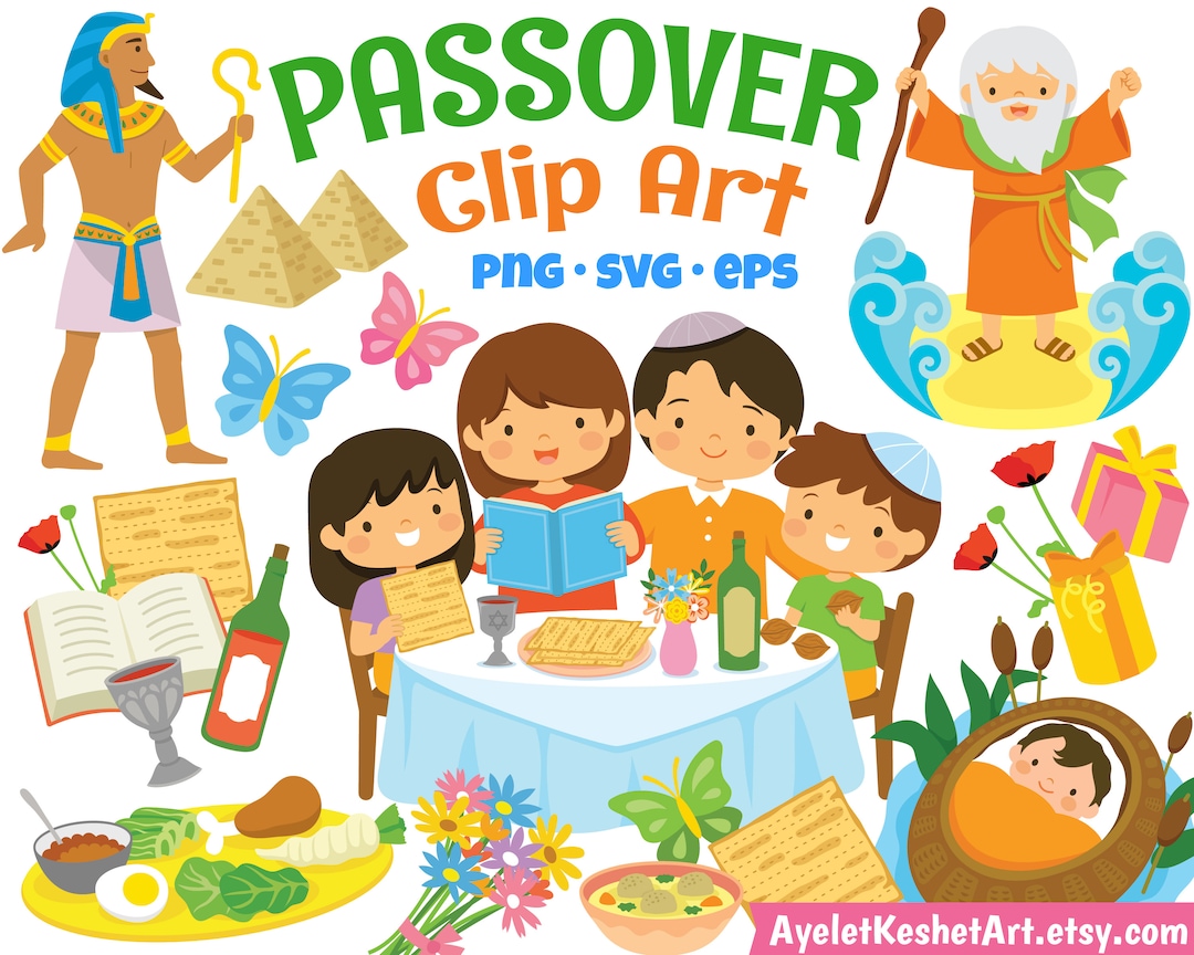 Passover Clipart Set. Cute Passover or Pesach Symbols for Kids. PNG ...