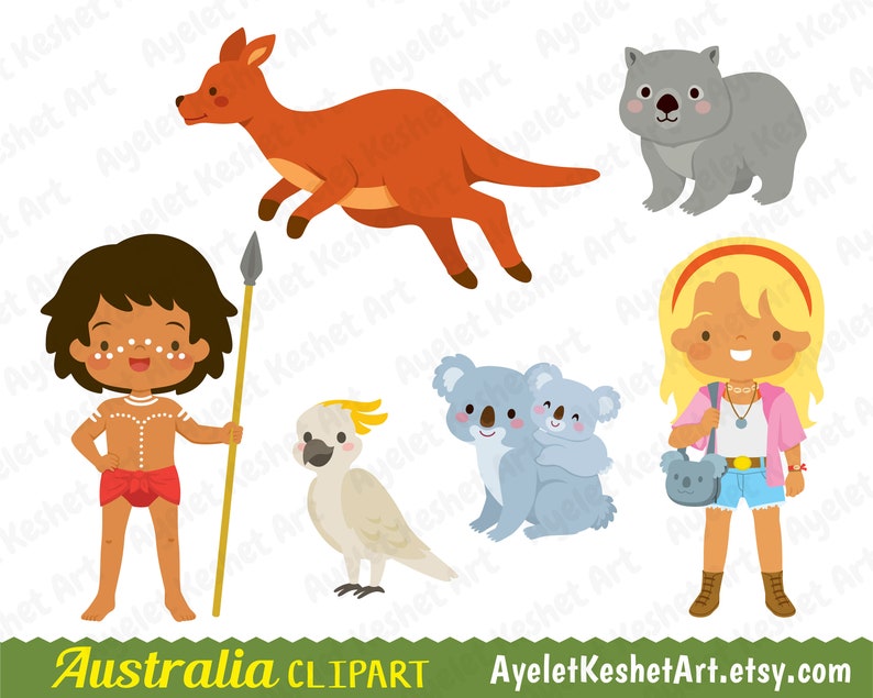 Australia Clipart Bundle. Cute Australian Animals Australian - Etsy