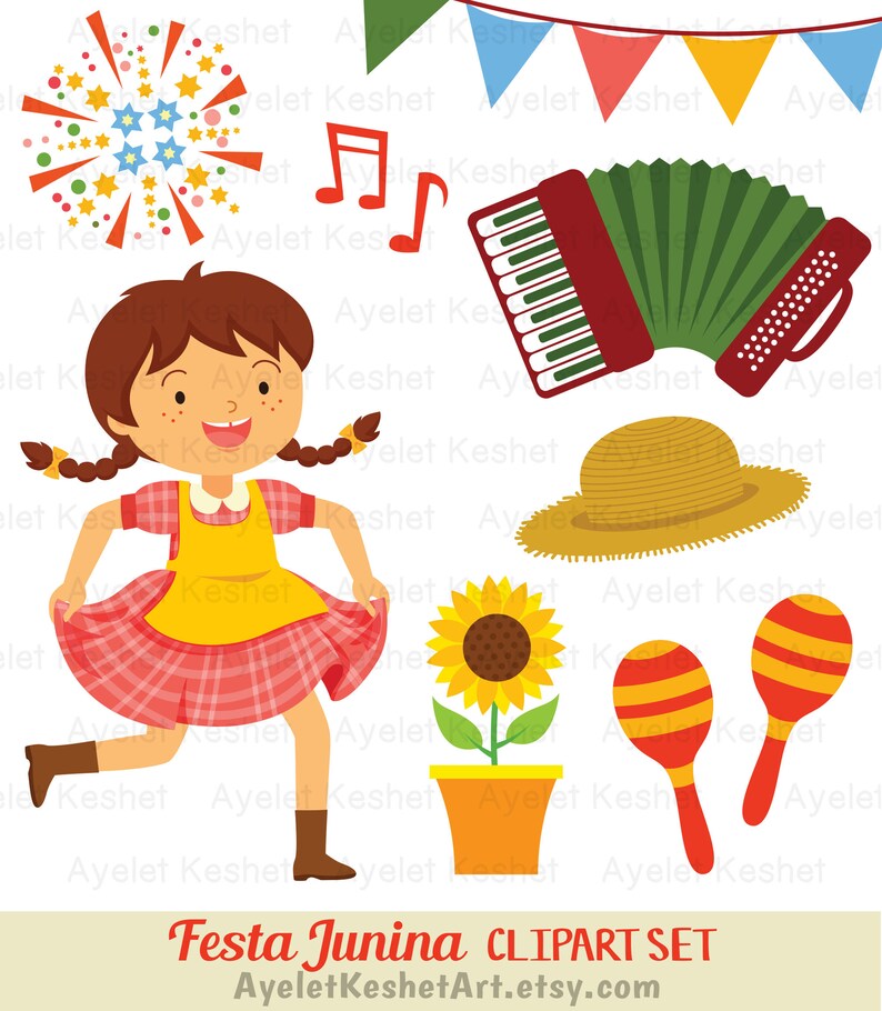 Festa Junina Digital Clip Art Set. Graphic Elements and Cute ...