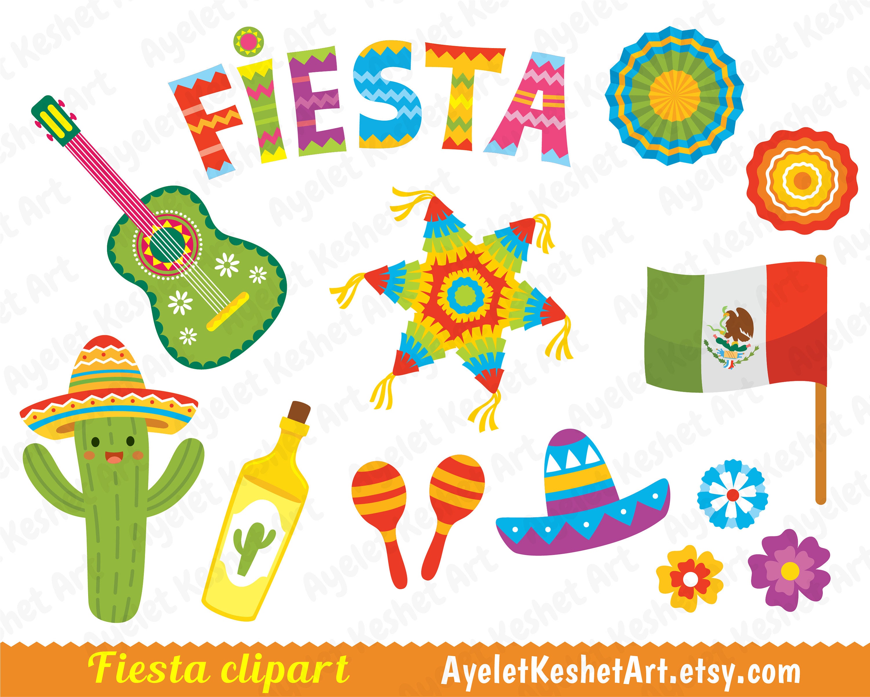 Fiesta Clipart Set Cute Graphics of Mexican Party and Cinco De Mayo ...