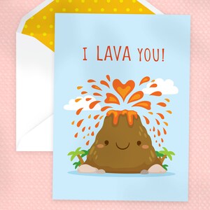 Printable I Love You Card & Lined Envelope - 'I Lava You'. Cute Kawaii ...