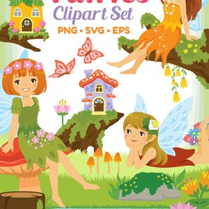 Fairy Clipart Bundle. Magical Fairies, Forest, Flowers and Nature ...