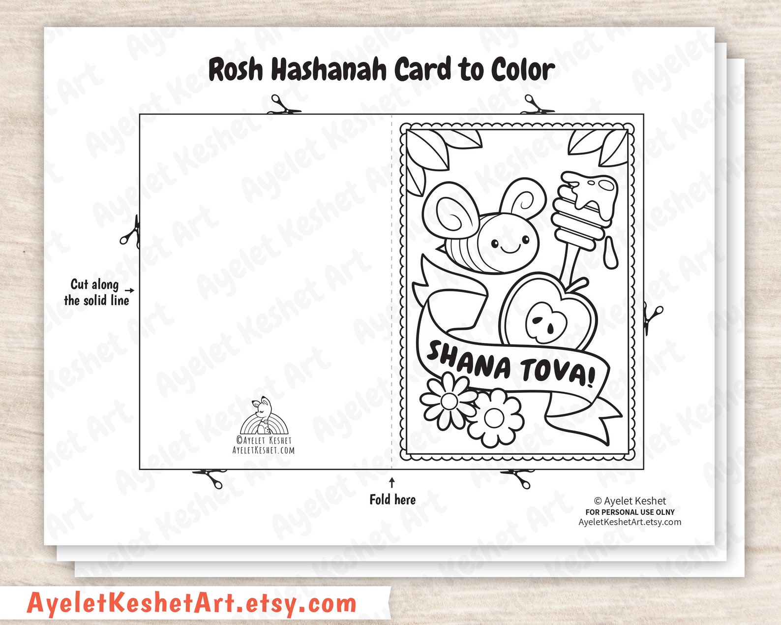 Rosh Hashanah Cards to Color. 3 Coloring Pages of Shana Tova Cards ...