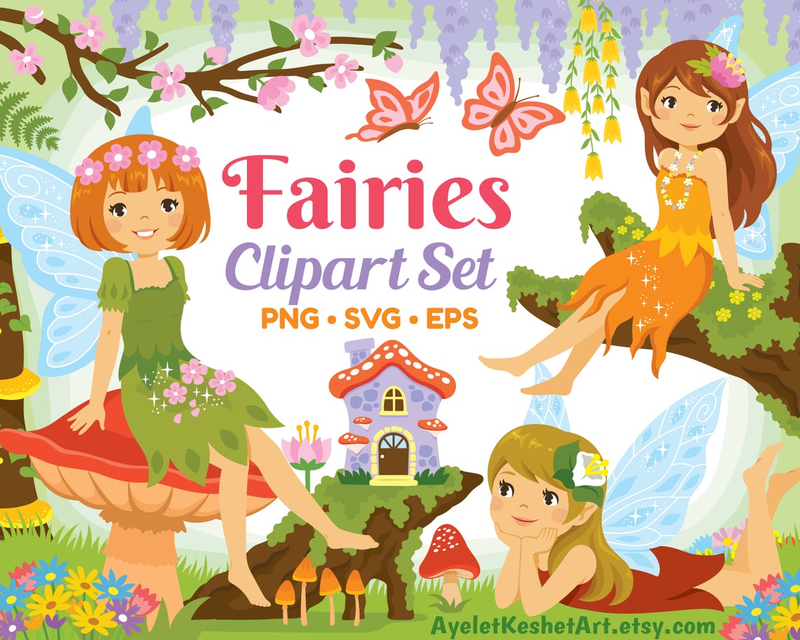 Fairy Clipart Bundle. Magical Fairies Forest Flowers and - Etsy Israel