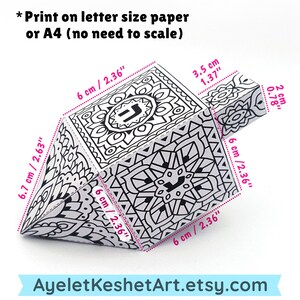 Printable Hanukkah Craft: Dreidel Box for Coloring With Mandala ...