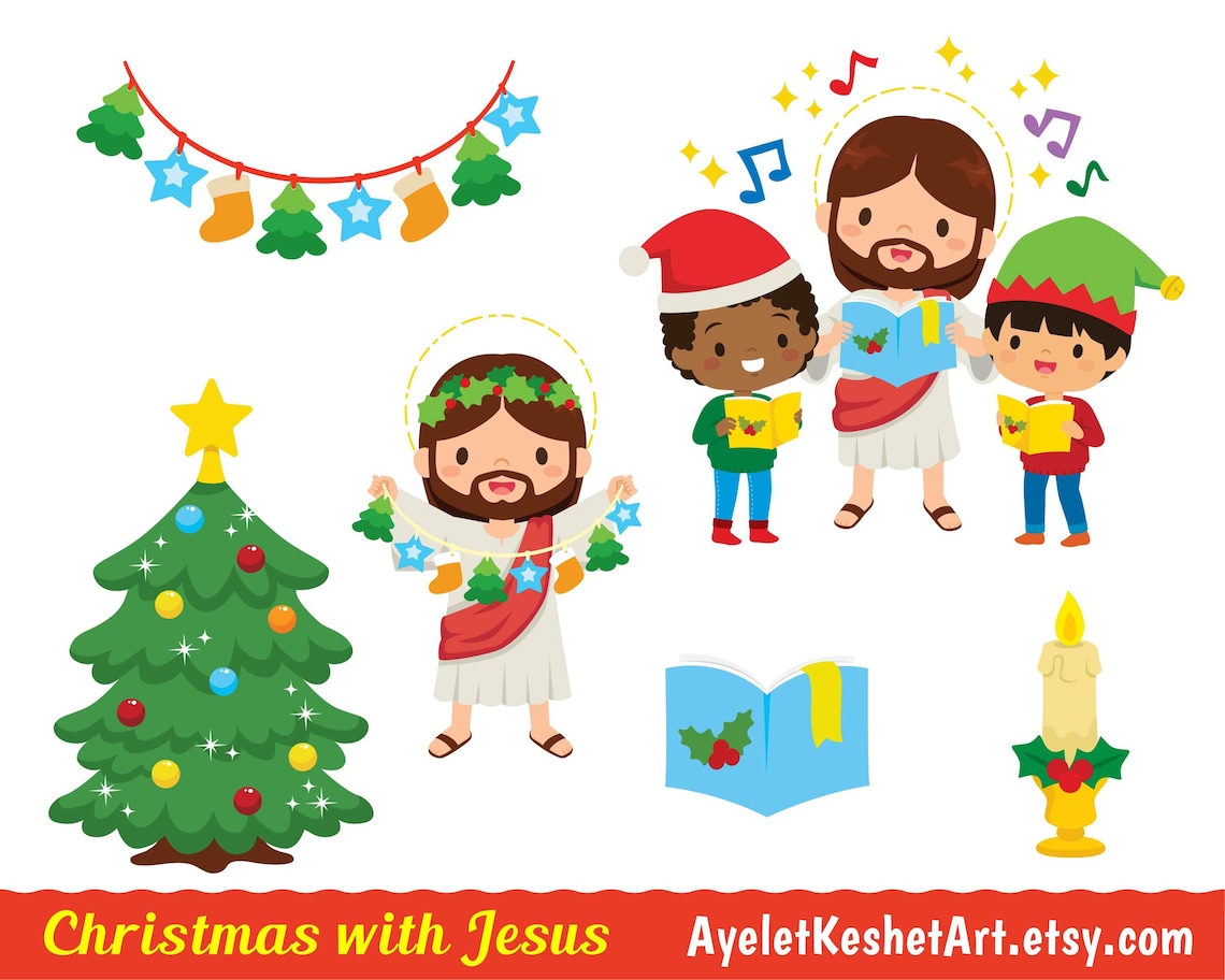 Christmas With Jesus Clipart Set - Cute Jesus & Religious Kids ...