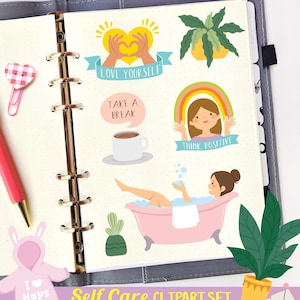 Self Care Clipart Set. Cute Clipart Bundle of Wellbeing and Health, for ...
