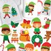 Christmas Elves Clipart. Cute Christmas Clipart Set With Elves and ...