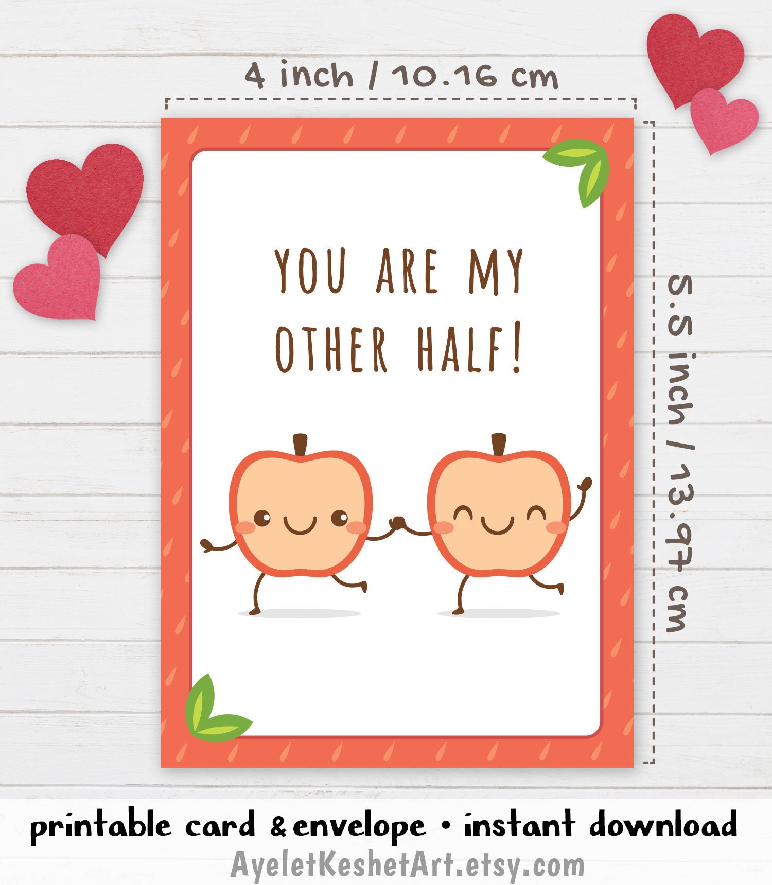 You Are My Other Half Printable Greeting Card & Lined - Etsy Israel