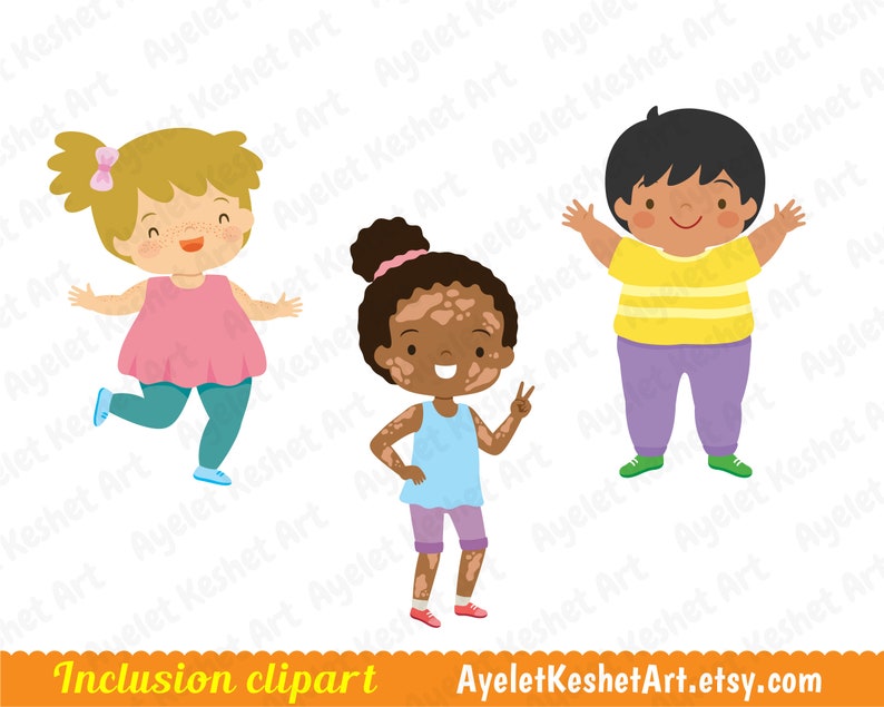 Inclusion Clipart Set. Kids Showcasing Inclusivity Through Diversity of ...