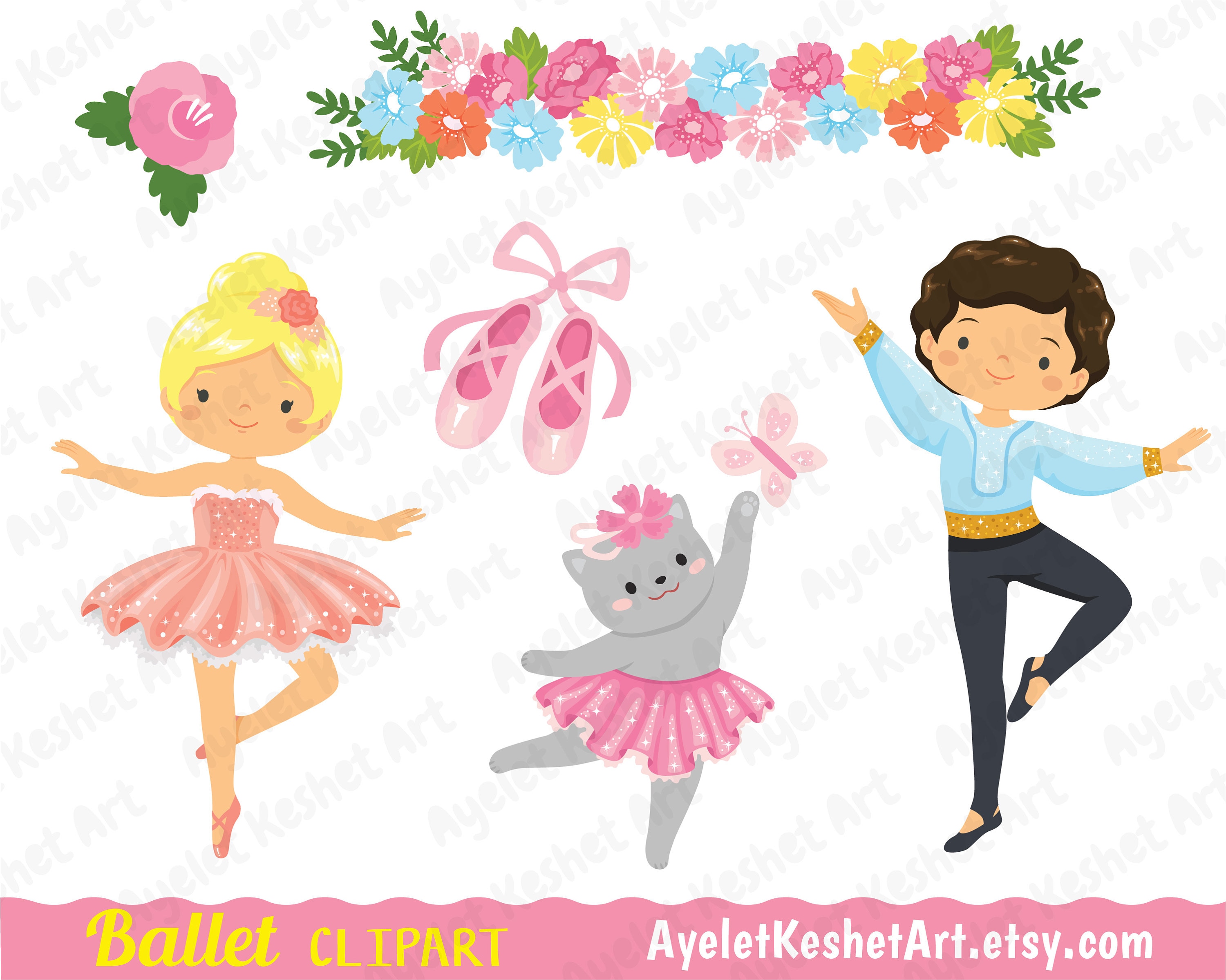Ballerina Clipart Set. Ballet Dancers boys and Girls With - Etsy Israel