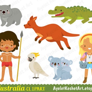 Australia Clipart Bundle. Cute Australian Animals, Australian Symbols ...
