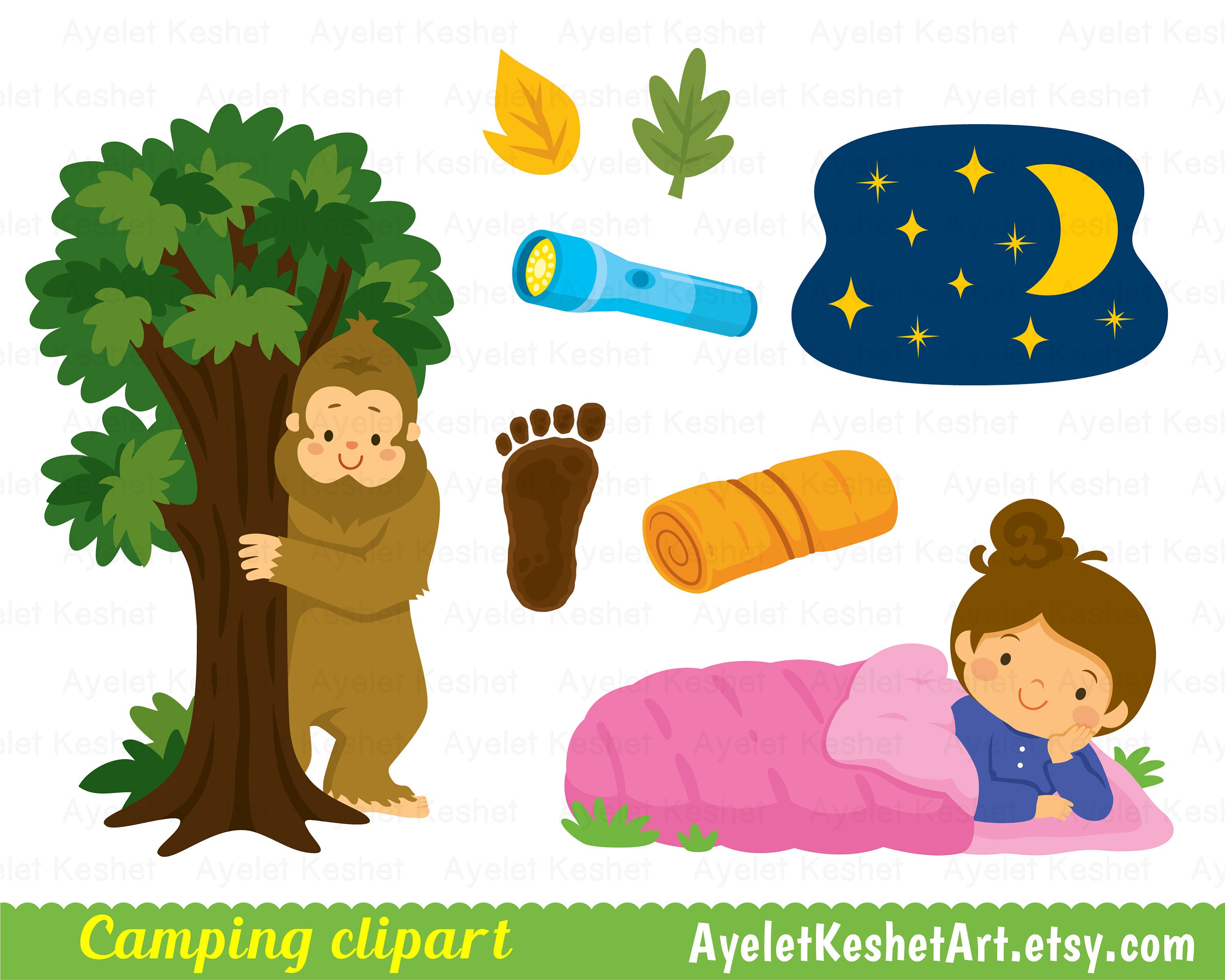 Camping Clipart Set. Travel and Outdoors Activities Camping - Etsy