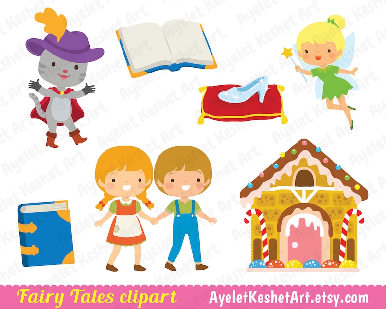 Fairy Tale Clipart Set. Cinderella, Snow White and Other Characters ...