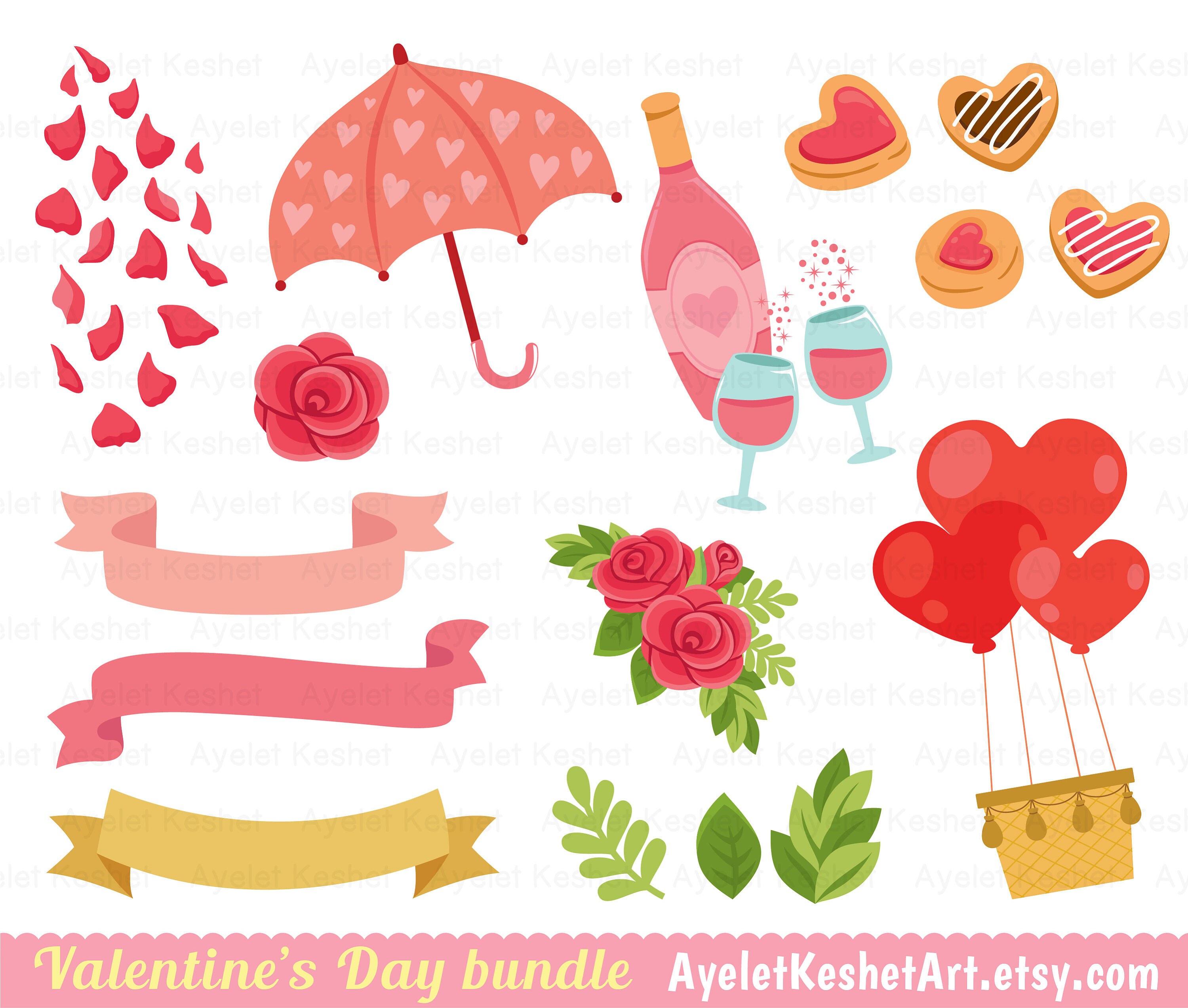 Valentines Day Clipart Bundle. Cute Valentines Clipart and and | Etsy ...
