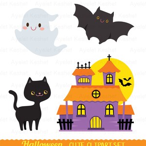 Kawaii Halloween Clipart Set. Cute Digital Clipart Bundle for Personal ...