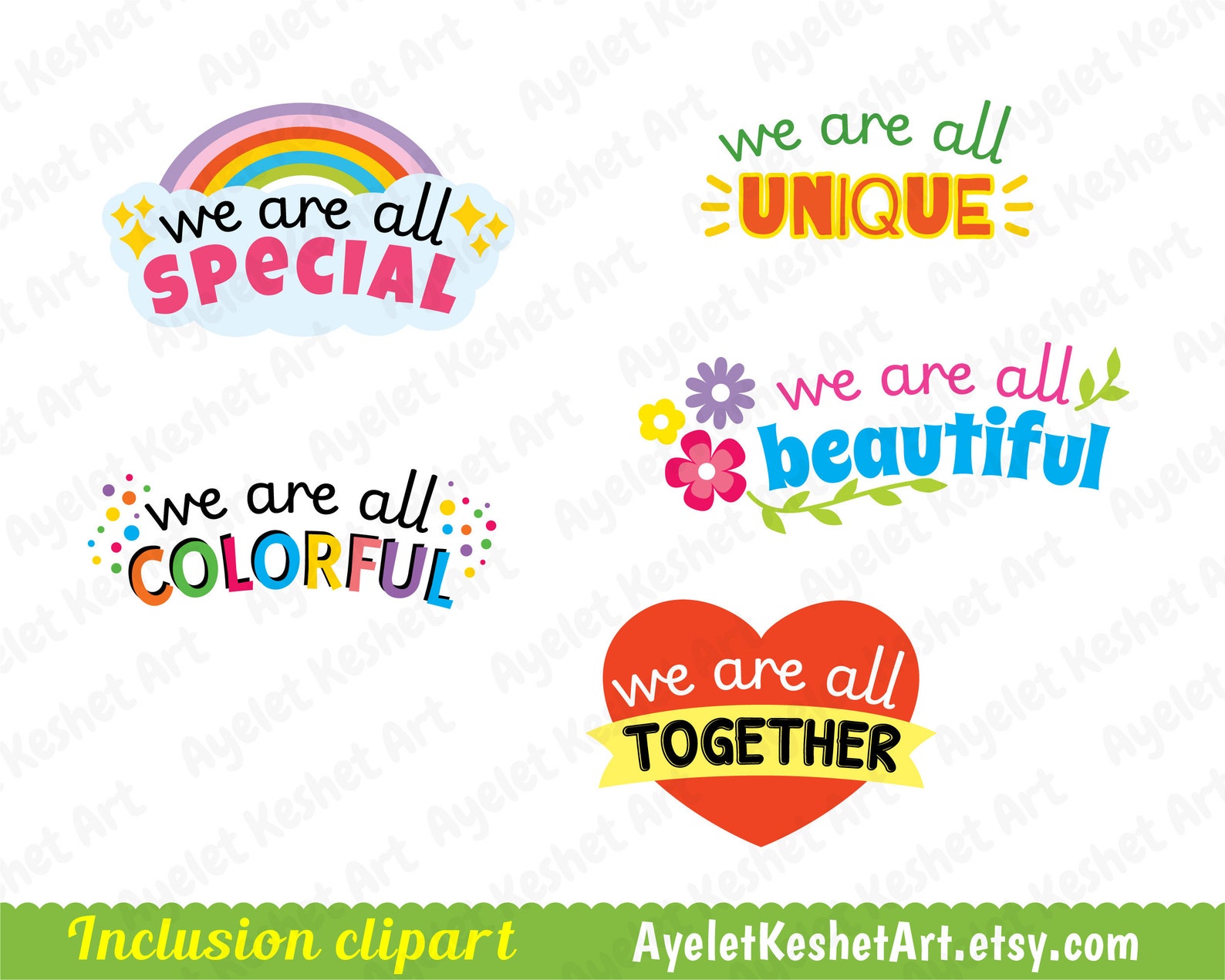 Inclusion Clipart Set. Kids Showcasing Inclusivity Through Diversity of ...