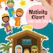 Nativity Clipart Set for Christmas. Digital Clipart Bundle With Cute ...