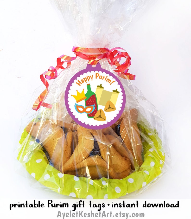 Happy Purim Printable Gift Tag or Party Favor Tag With the Holiday ...