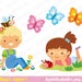 Bugs Clipart Set. Cute Bugs and Kids Enjoying Spring and Nature. SVG ...