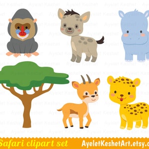 Safari Clipart Set. Digital Clipart Bundle of Safari Animals and Kids ...