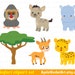 Safari Clipart Set. Digital Clipart Bundle of Safari Animals and Kids ...