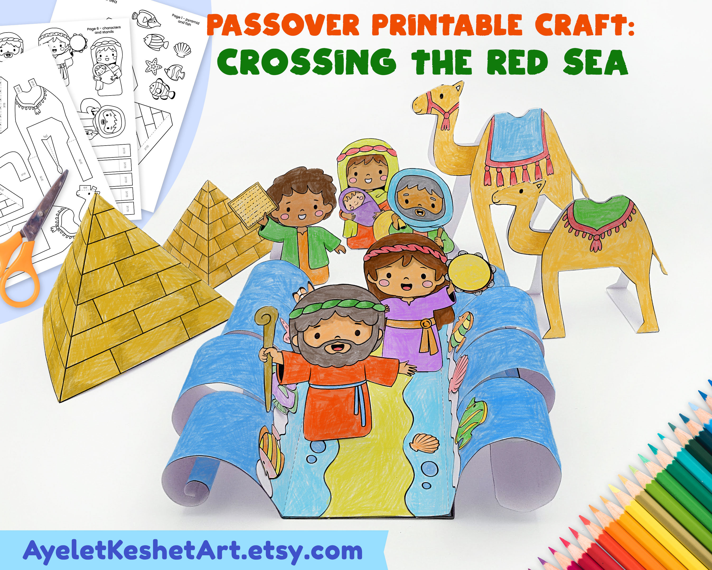 Passover Craft: Make the Crossing of the Red Sea From Paper! Printable ...