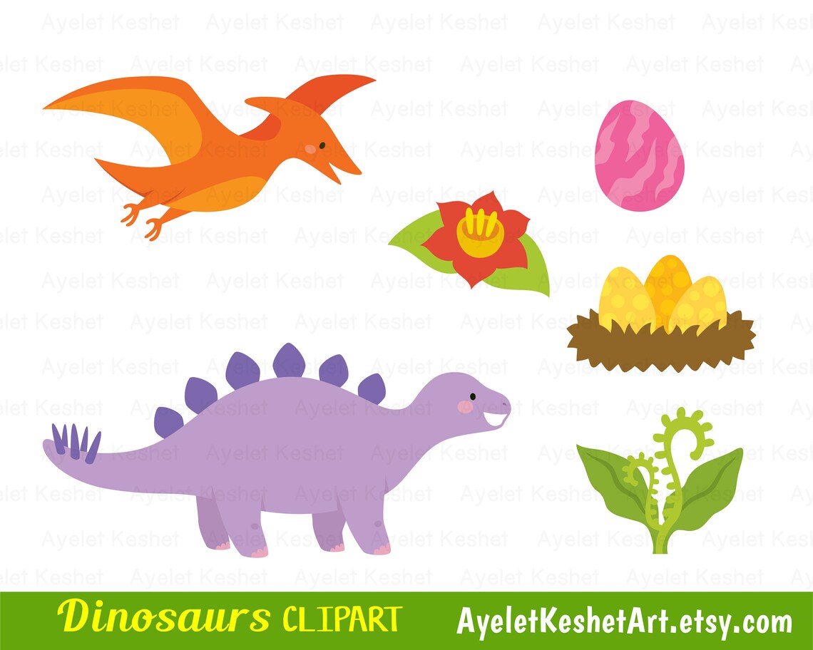 Dinosaur Clipart Set. Cute Dinosaurs Clipart Bundle for - Etsy Canada