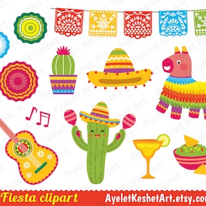 Fiesta Clipart Set - Cute Graphics of Mexican Party and Cinco De Mayo ...
