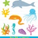 Sea Life Clipart Set. Ocean Animals and Summer Clipart Bundle for ...