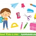 School Kids Clipart Set & Digital Paper. Digital Clipart Bundle for ...