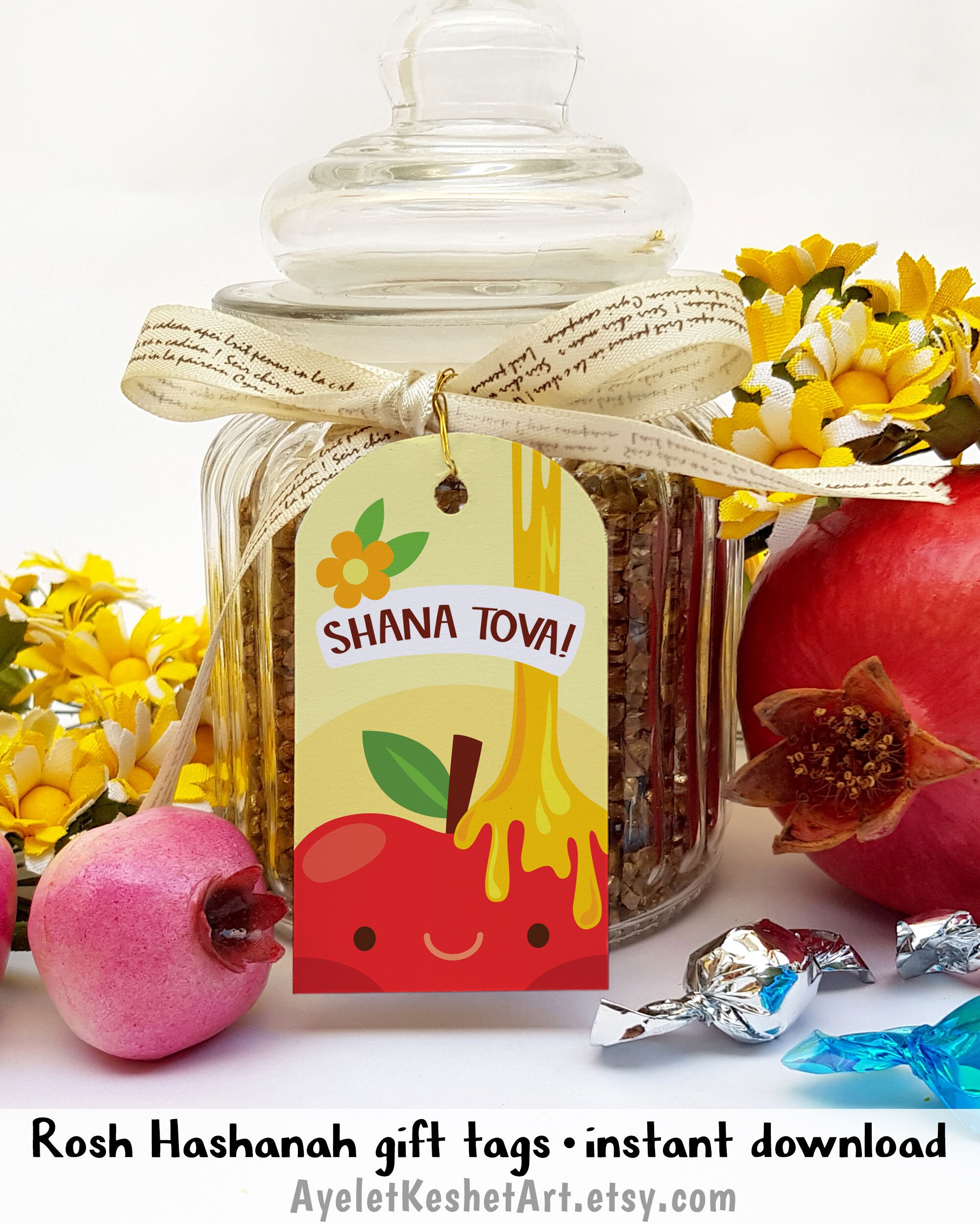 Printable Rosh Hashanah Gift Tags Set of 4 Colors. Cute - Etsy Israel