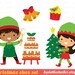 Christmas Elves Clipart. Cute Christmas Clipart Set With Elves and ...